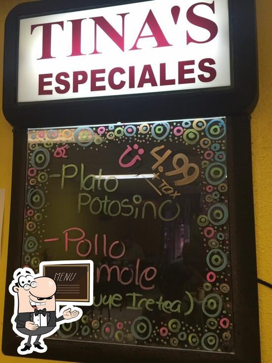 Menu at Tina's restaurant, Brownsville
