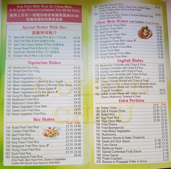 Menu at Golden Chau fast food, Loughborough, 80 Derby Rd