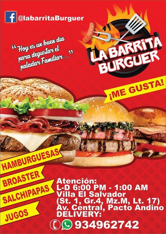 Menu at La Barra Burguer, Lurin