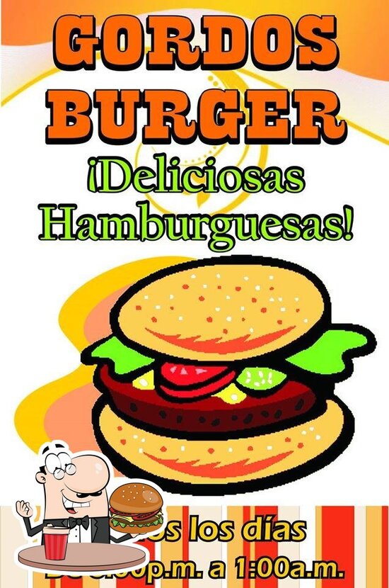 Menu at Gordos Burger restaurant, Ciudad Madero