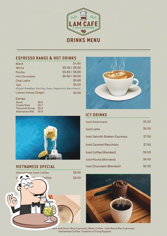 Menu at Lam Cafe, Hastings