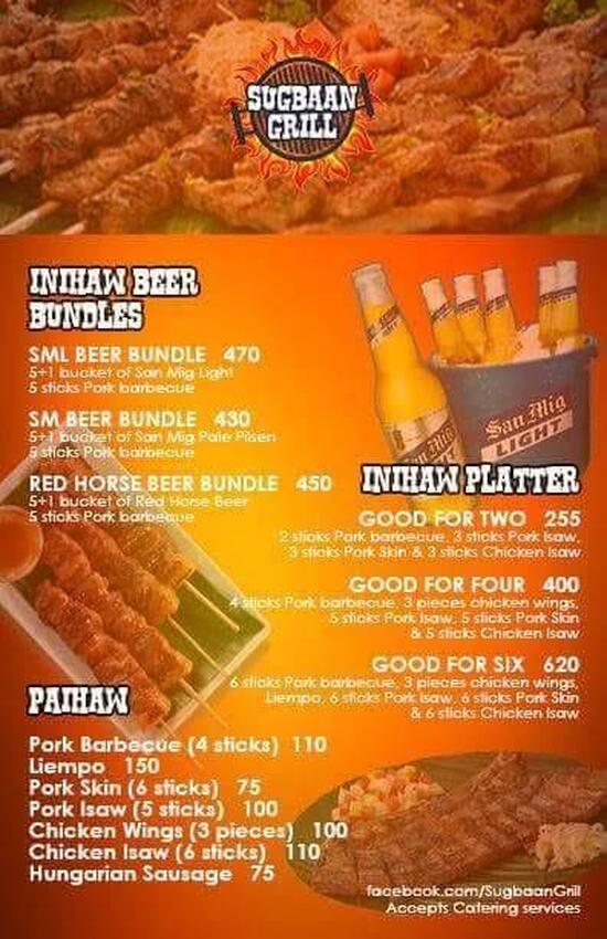Menu at Sugbaan Grill pub & bar, Bacoor, Addas Commercial Complex ...