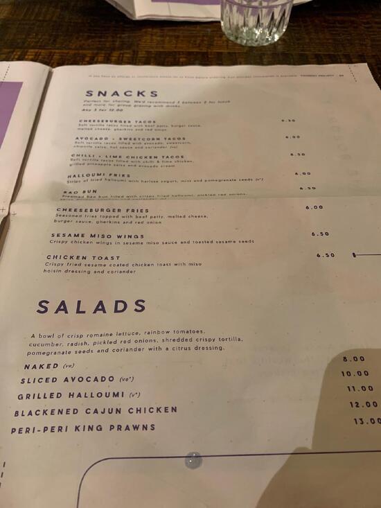 Menu at Foundry Project Manchester pub & bar, Manchester