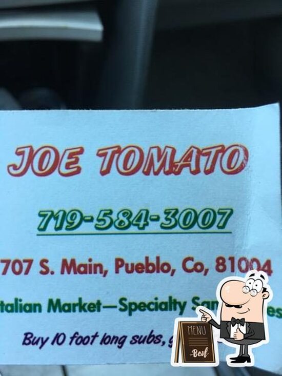 Menu at Joe Tomato fast food, Pueblo