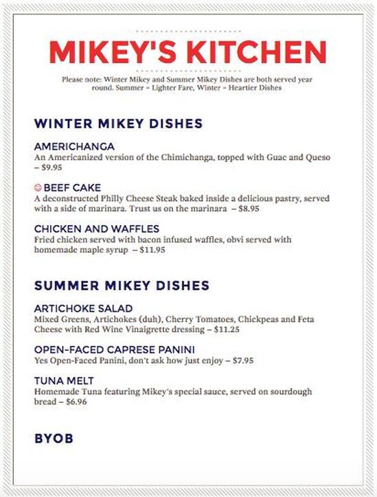 Menu at Mike's Deli, Chicago, Traveling Food Truck
