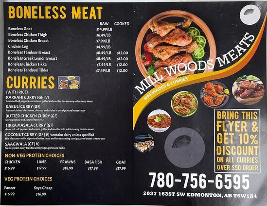 Menu at Millwoods Meats Marinades and Curries- Glenridding restaurant ...