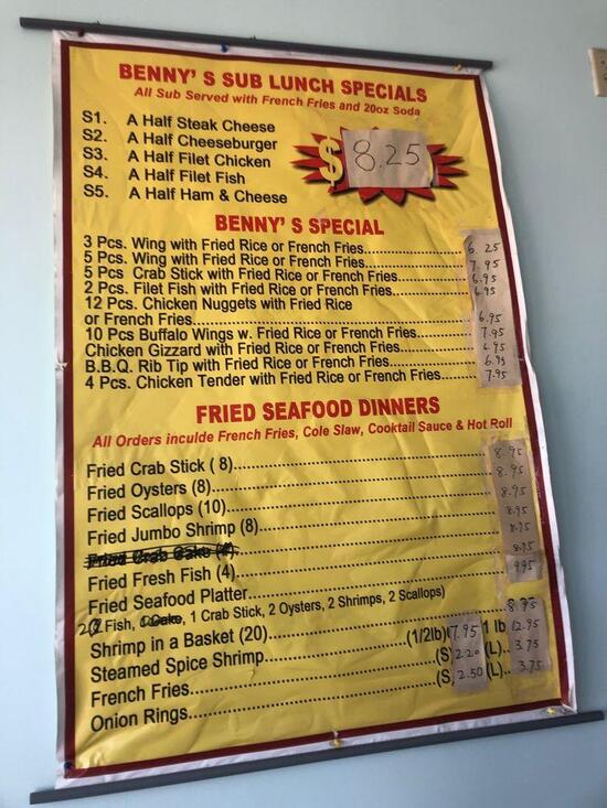 Menu at Benny's Chinese Restaurant, White Plains
