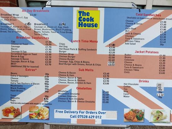 Menu at Cook House Cafe, Tipton, 20 Brook St