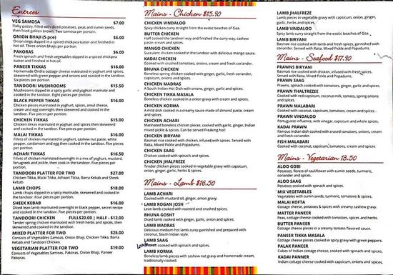 Menu at Black Pepper restaurant, Mosgiel