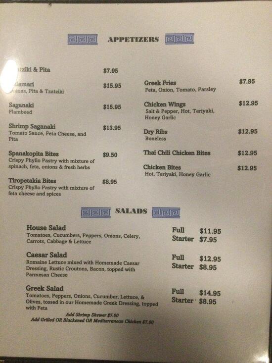 Menu at Milos Grill steakhouse, Hinton, 120 Felaber Rd