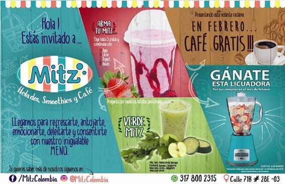 Menu at Mitz -Helados, Smoothies y Café-, Cali