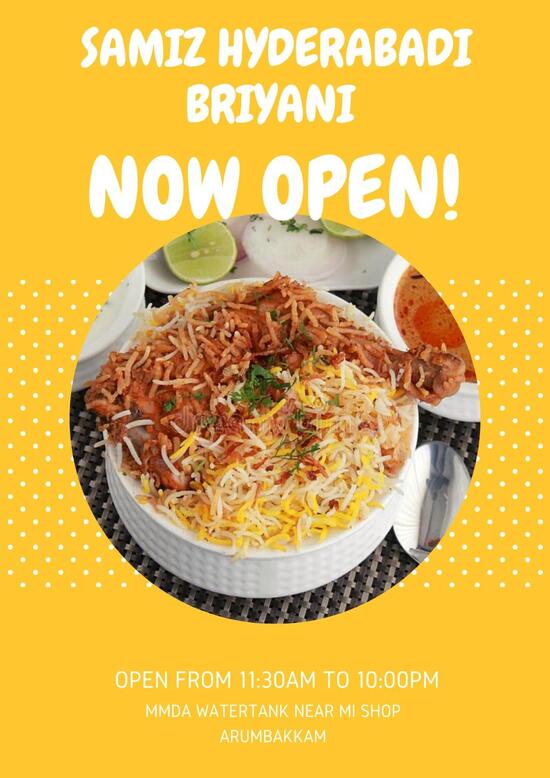 Menu at Samiz Hyderabadi Briyani, Chennai