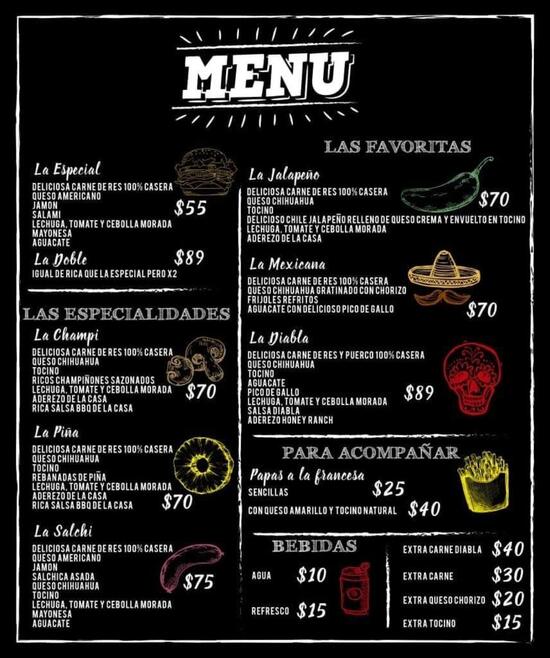 Menu at LA BURGER BUBU'S HOUSE restaurant, San Nicolás de los Garza