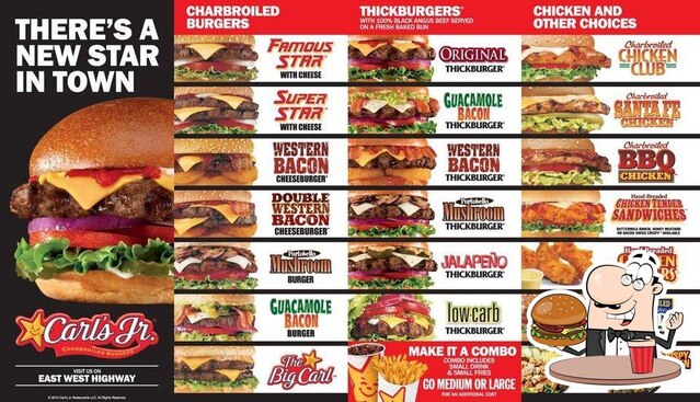 Menu at Carl's Jr Rosarito restaurant, Rosarito