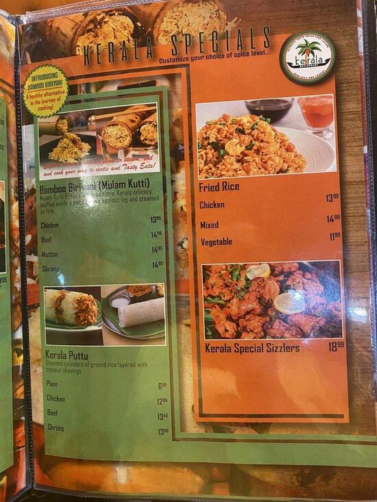 Menu au Kerala South Indian Restaurant, Edmonton