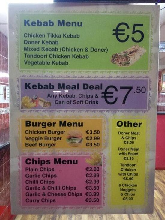 Menu at Curry Garden Indian Take Away & Kebab House restaurant, Waterford