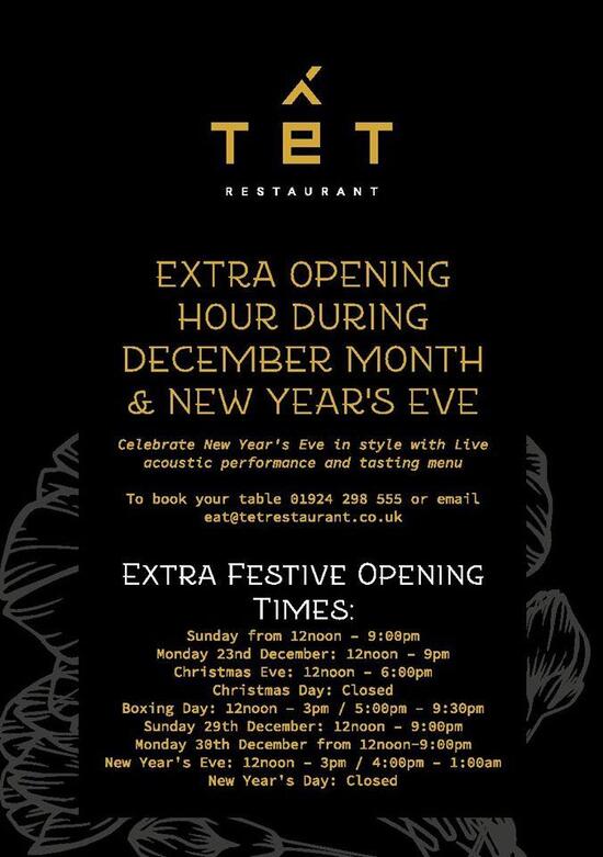 Menu at Têt Restaurant, Wakefield
