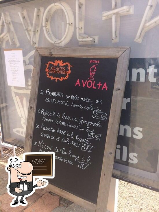 Menu at A Volta restaurant, Cargèse