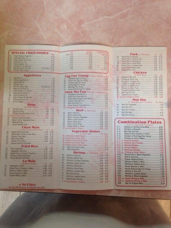 Menu at China Chef Chinese Carryout, Princess Anne