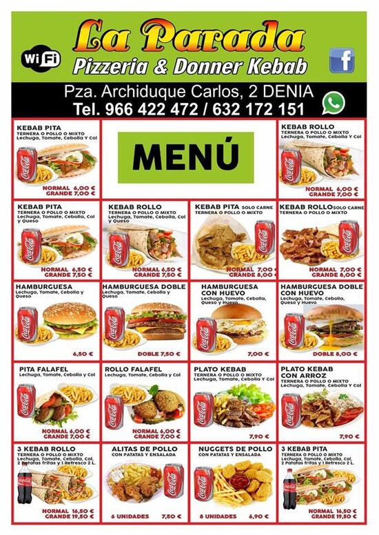 Menu at Cervecería la Parada pub & bar, Dénia