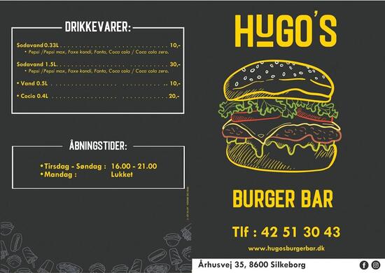 Menu at Hugo's Burger Bar, Silkeborg