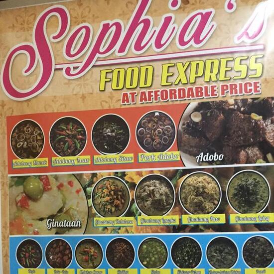 Menu at Sophia's Food Express restaurant, Quezon City