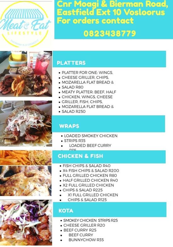Menu at Tobs Wraps restaurant, Vosloorus