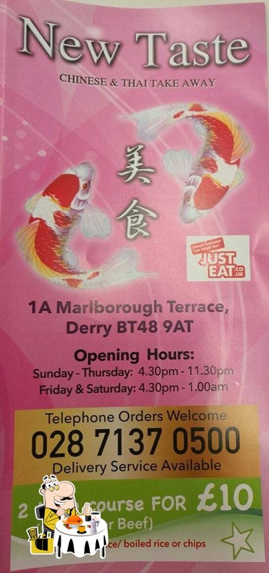 Menu at New Taste restaurant, Londonderry