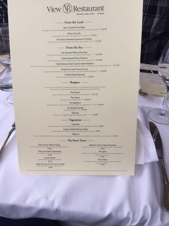 Menu at Bayswell Hotel & Restaurant, Dunbar