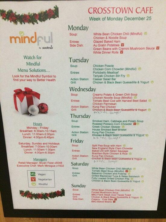 Menu at Crosstown Cafe, Edina