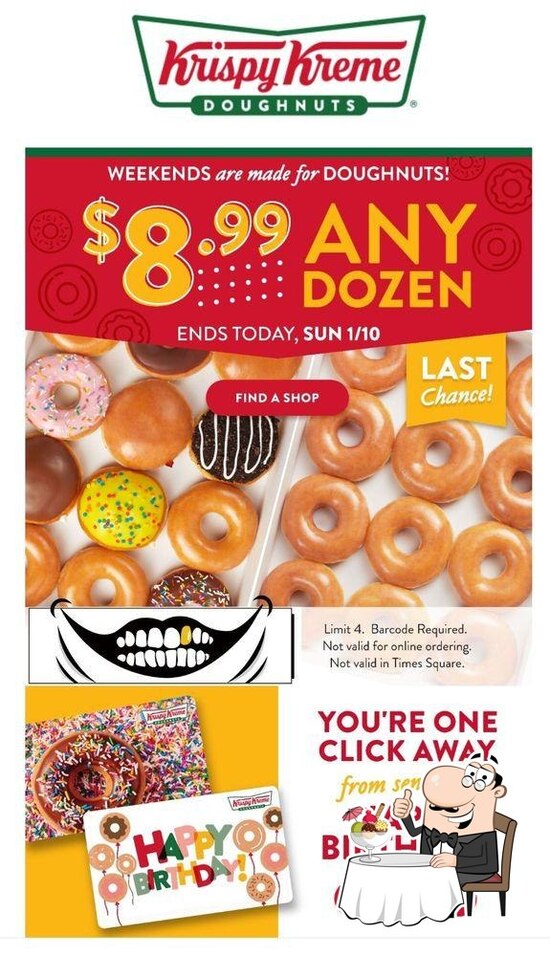 Menu at Krispy Kreme restaurant, Menifee