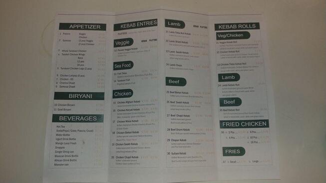 Menu at Shaan Halal Meats & Grill, Franklin Township