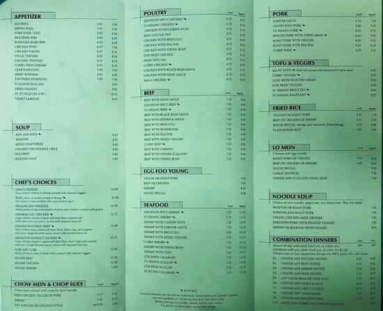 Menu at Long's Kitchen restaurant, Tewksbury