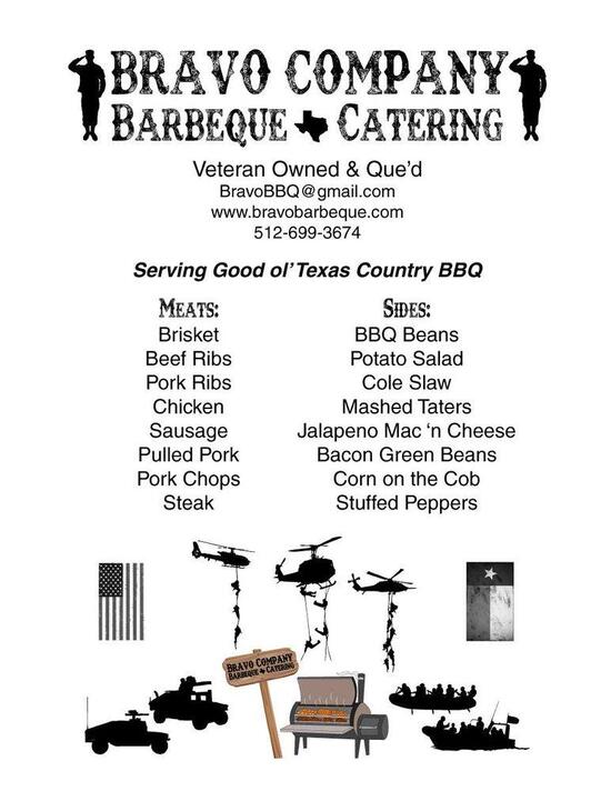 Menu at Bravo Company Barbeque & Catering, Kyle