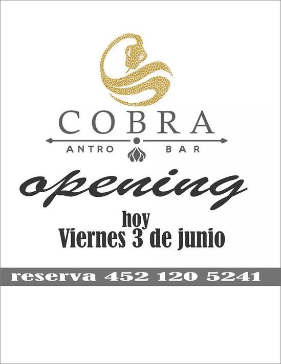 Menu at COBRA antro-bar, Uruapan