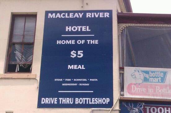 Menu at Macleay River Hotel pub & bar, Frederickton