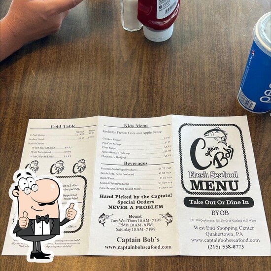 Menu at Captain Bob's Fresh Seafood restaurant, Quakertown