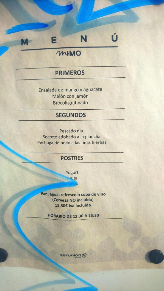 Menu at Restaurant Mimo, Barcelona