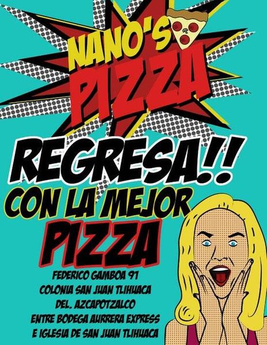 Menu at Nano's Pizza pizzeria, Mexico City