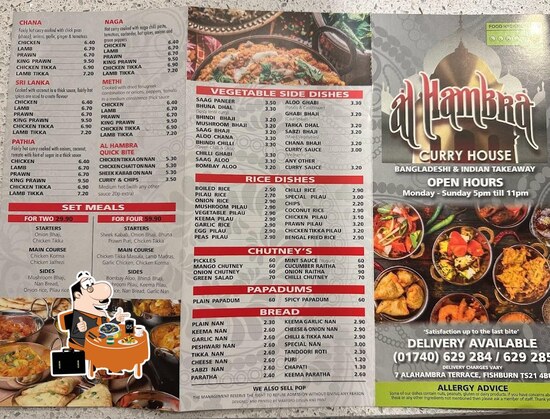 Menu at Alhambra Curry House fast food, Stockton-on-Tees