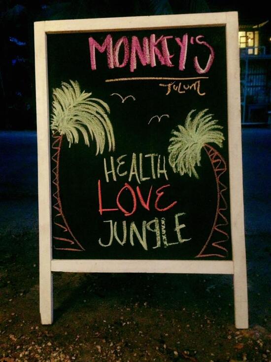 Menu at Monkey Juice Bar Tulum Boca Paila, Tulum