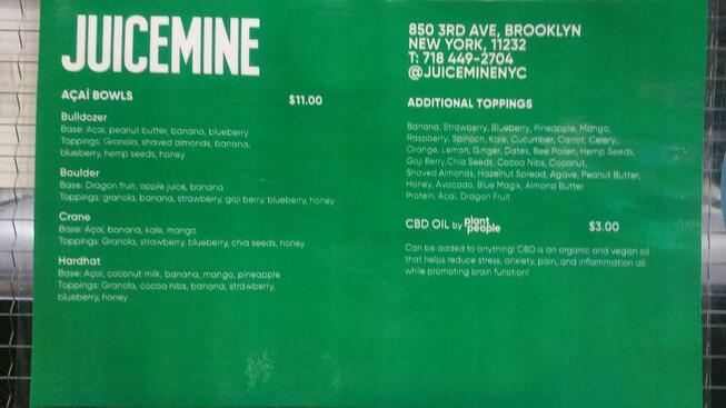 Menu at JUICEMINE pub & bar, New York City, 850 3rd Ave