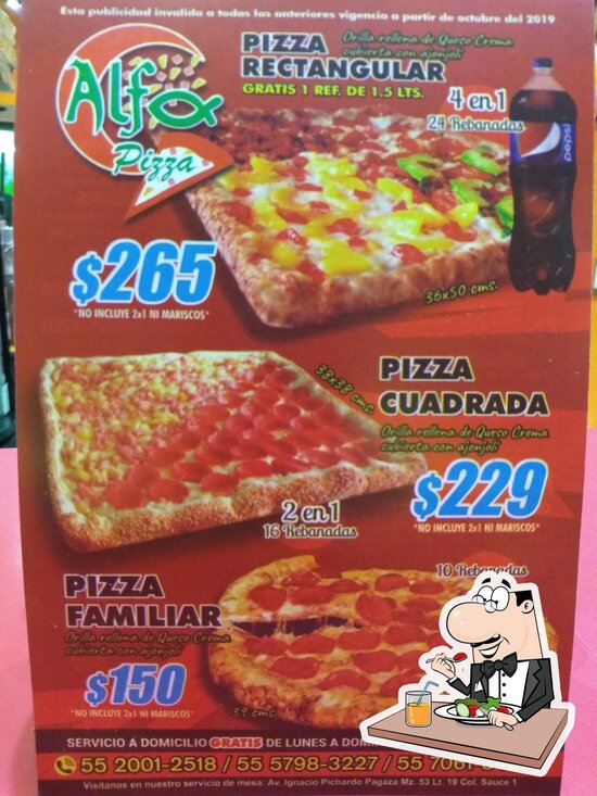Menu at Alfa pizza restaurant, Mexico City, Av. Gobernador Lic. Ignacio ...