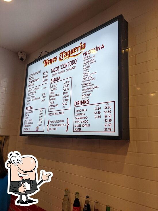 Menu at Nenes Taqueria restaurant, New York City