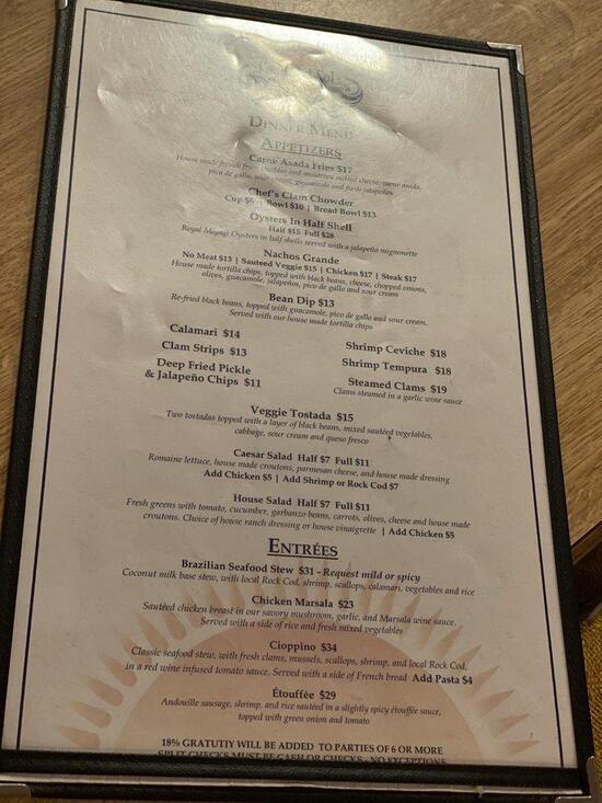 Menu at Casa Del Sol restaurant, Fort Bragg