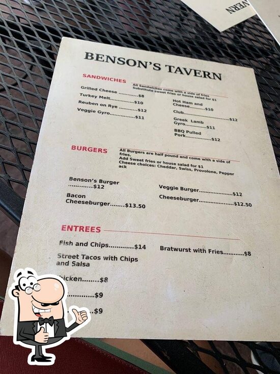 Menu at Benson's Tavern & Beer Garden pub & bar, Salida