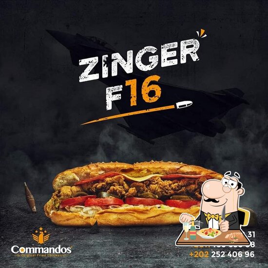 Menu au Commandos fried chicken restaurant, Le Caire