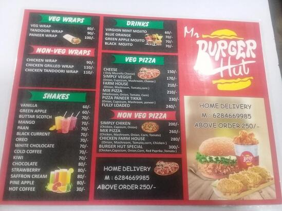 Menu at Mr Burger Hut, Mehta Chowk