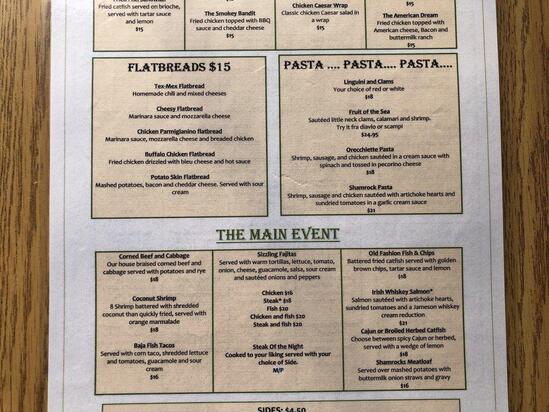 Menu at Shamrock pub & bar, Huntington, 138 New York Ave