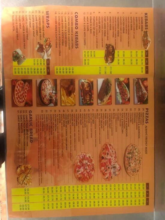 Menu at Kebab Kitchen fast food, Burnham-on-Sea